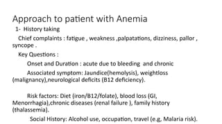 approach to patient with anemia internal medicine | PPTX