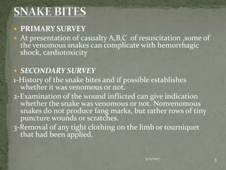 Approach to patient with snake bites | PPTX
