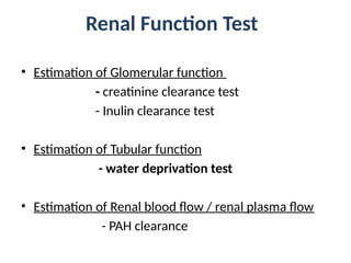 Approach to renal function test- power point | PPTX | Medical Tests ...