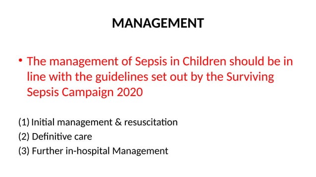 RECENT APPROACH TO MANAGING SEPSIS IN CHILDREN. | PPTX | Lung and ...