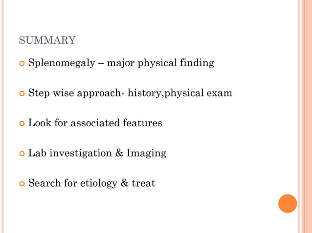 Approach to splenomegaly | PPTX | Blood Disorders | Diseases and Conditions