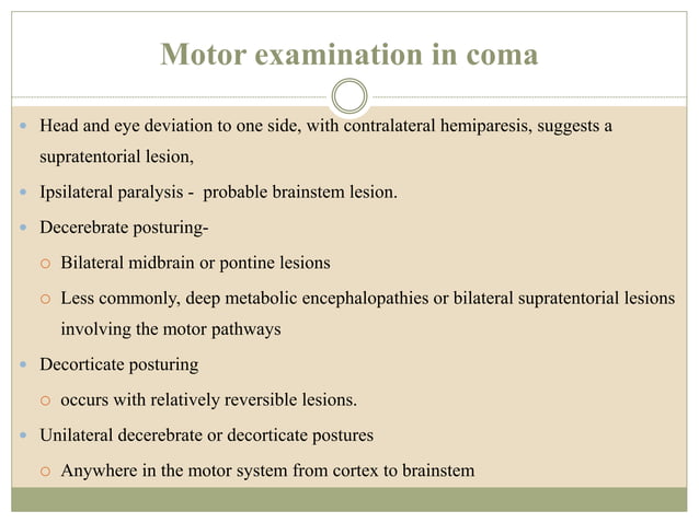 Approach to stupor and coma | PPT