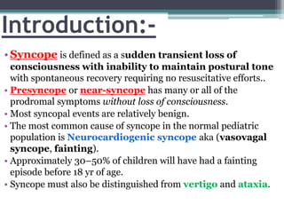Approach to Syncope in Children (Pediatric Syncope).pptx | Brain and ...