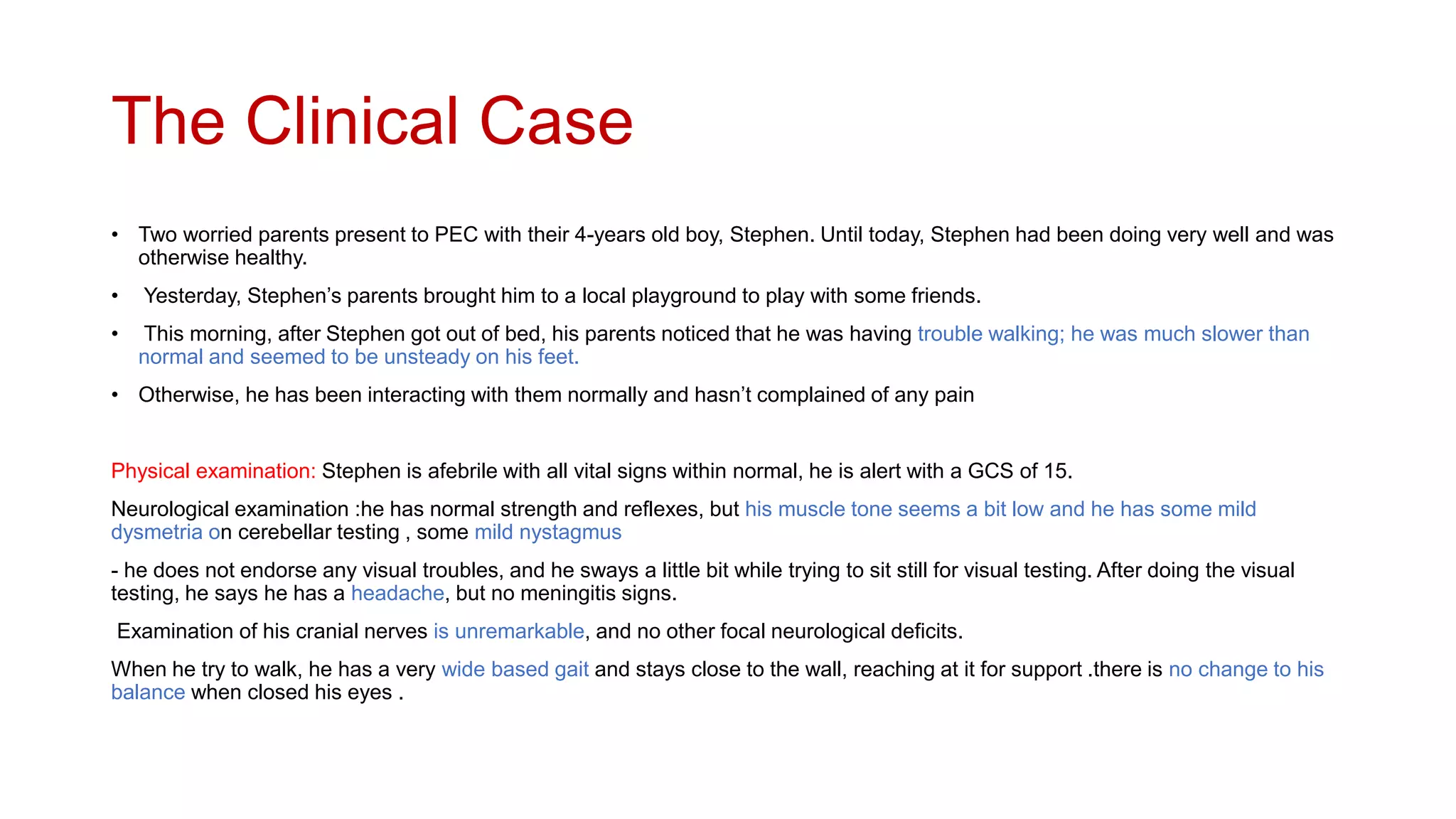 Approach to the child with acute ataxia | PPTX