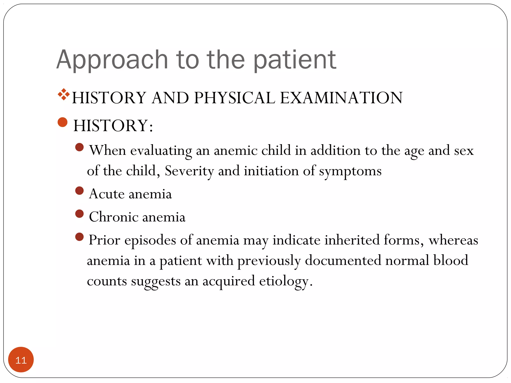 Approach to the child with anemia | PPT