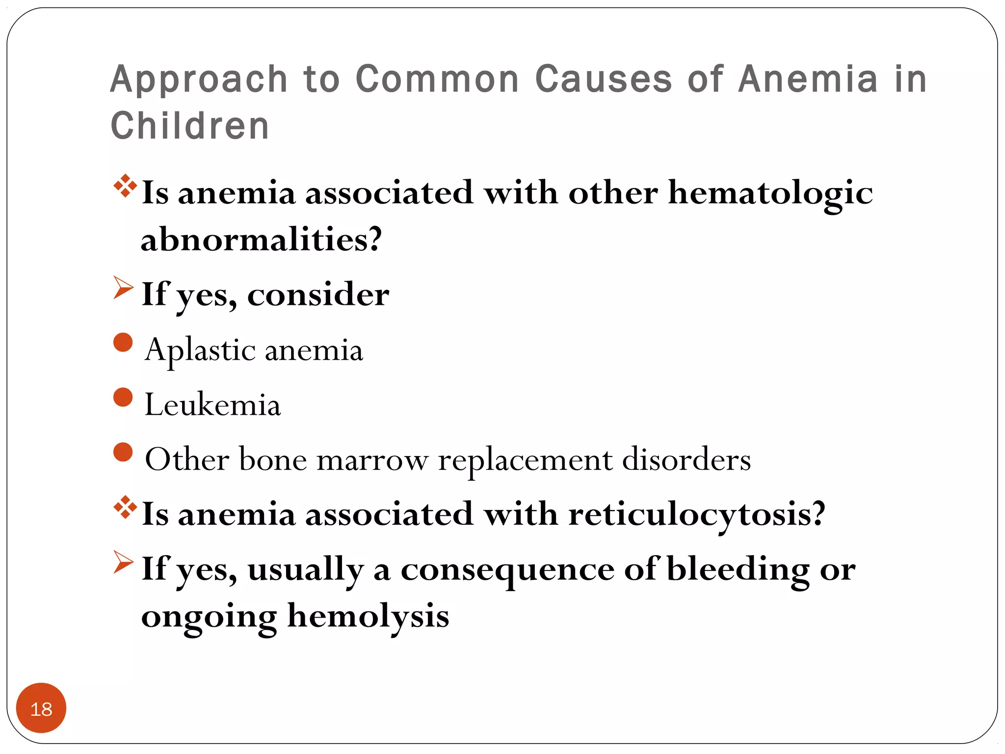Approach to the child with anemia | PPT