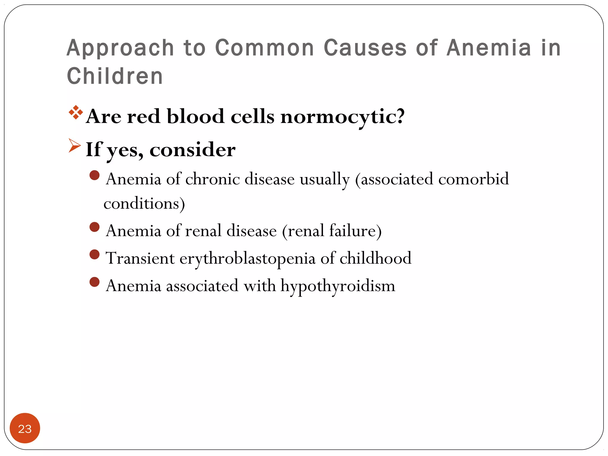 Approach to the child with anemia | PPT