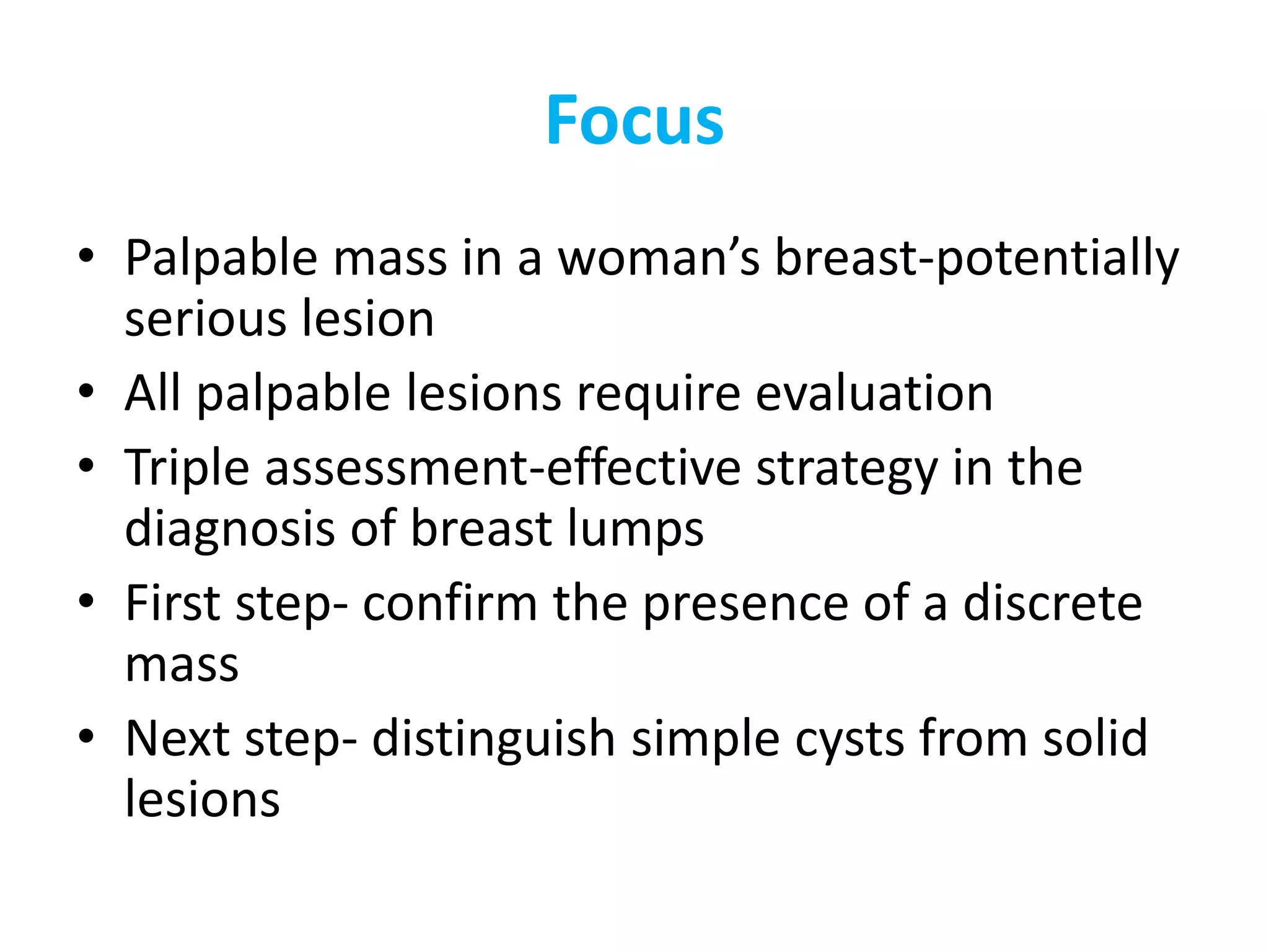 Approach to the diagnosis of a breast lump | PPTX