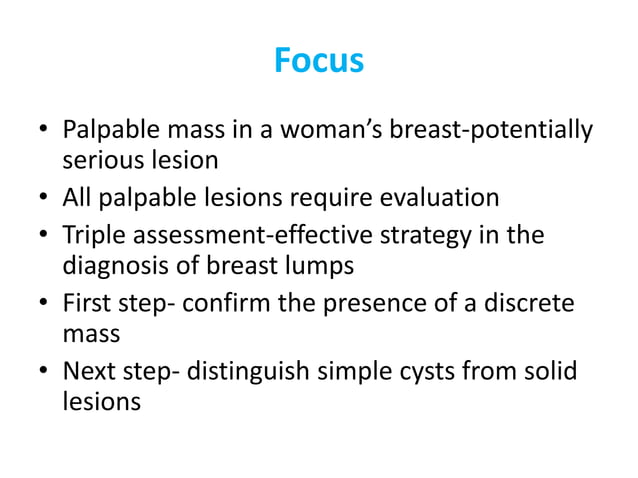Approach to the diagnosis of a breast lump | PPTX