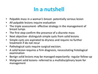 Approach to the diagnosis of a breast lump | PPTX