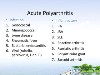 Approach to the patient with arthritis | PPTX