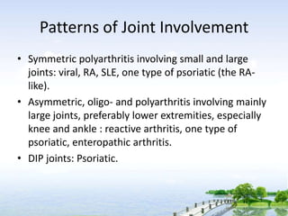Approach to the patient with arthritis | PPTX
