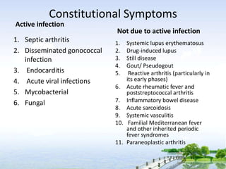 Approach to the patient with arthritis | PPTX
