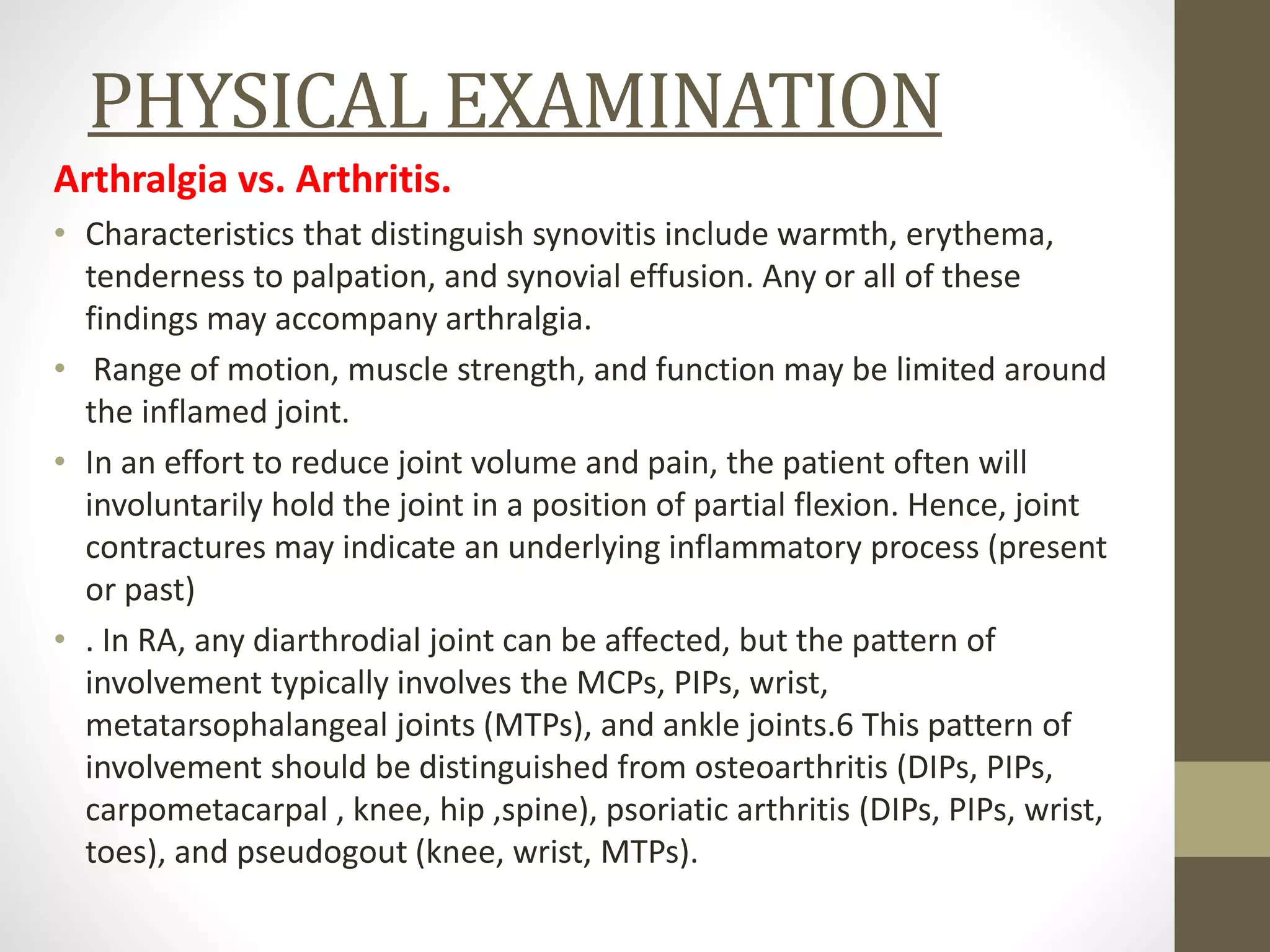Approach to the patient with arthritis | PPTX