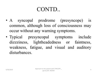 Approach to the patient with syncope | PPTX