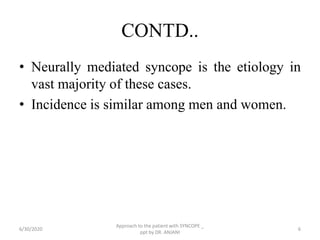 Approach to the patient with syncope | PPTX