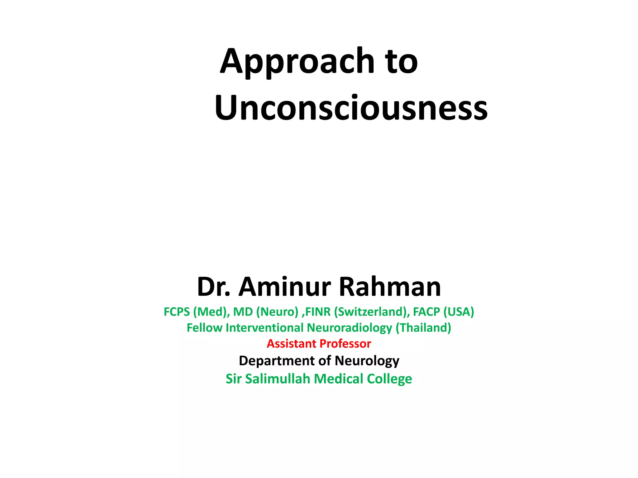 Approach to unconsciousness | PPTX