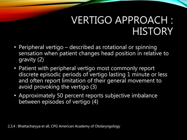 approach to vertigo.pptx | Brain and Nervous System Disorders ...