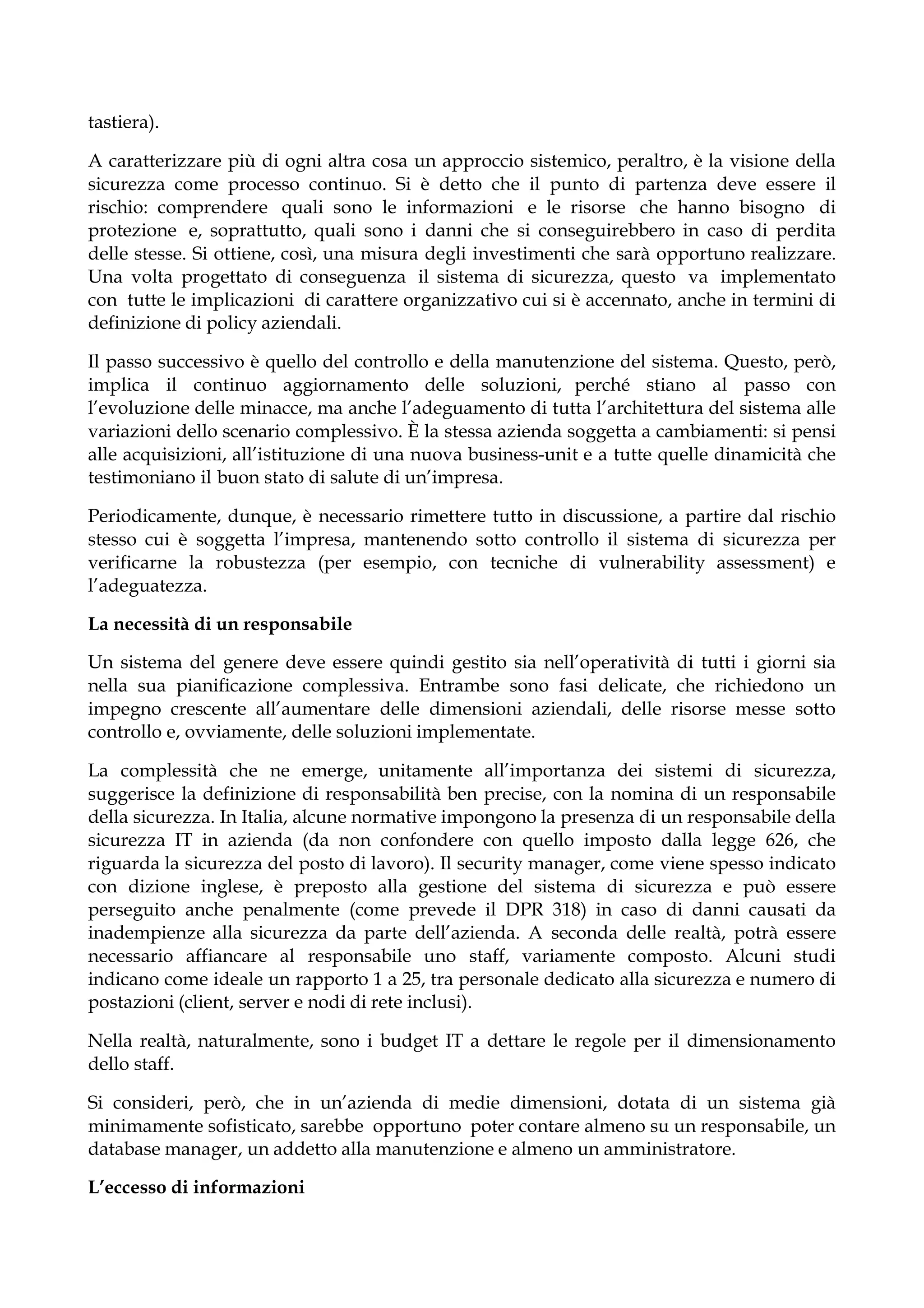 UN APPROCCIO INTEGRATO ALLA SICUREZZA | PDF