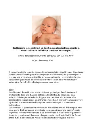 Approccio osteopatico al trattamento di un paziente con torcicollo ...