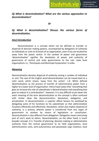 Approches And Types Of Decentralization | PDF
