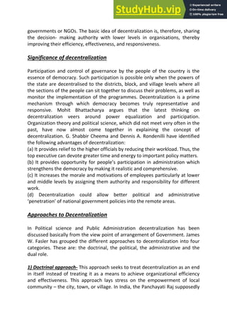 Approches And Types Of Decentralization | PDF