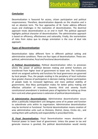 Approches And Types Of Decentralization | PDF