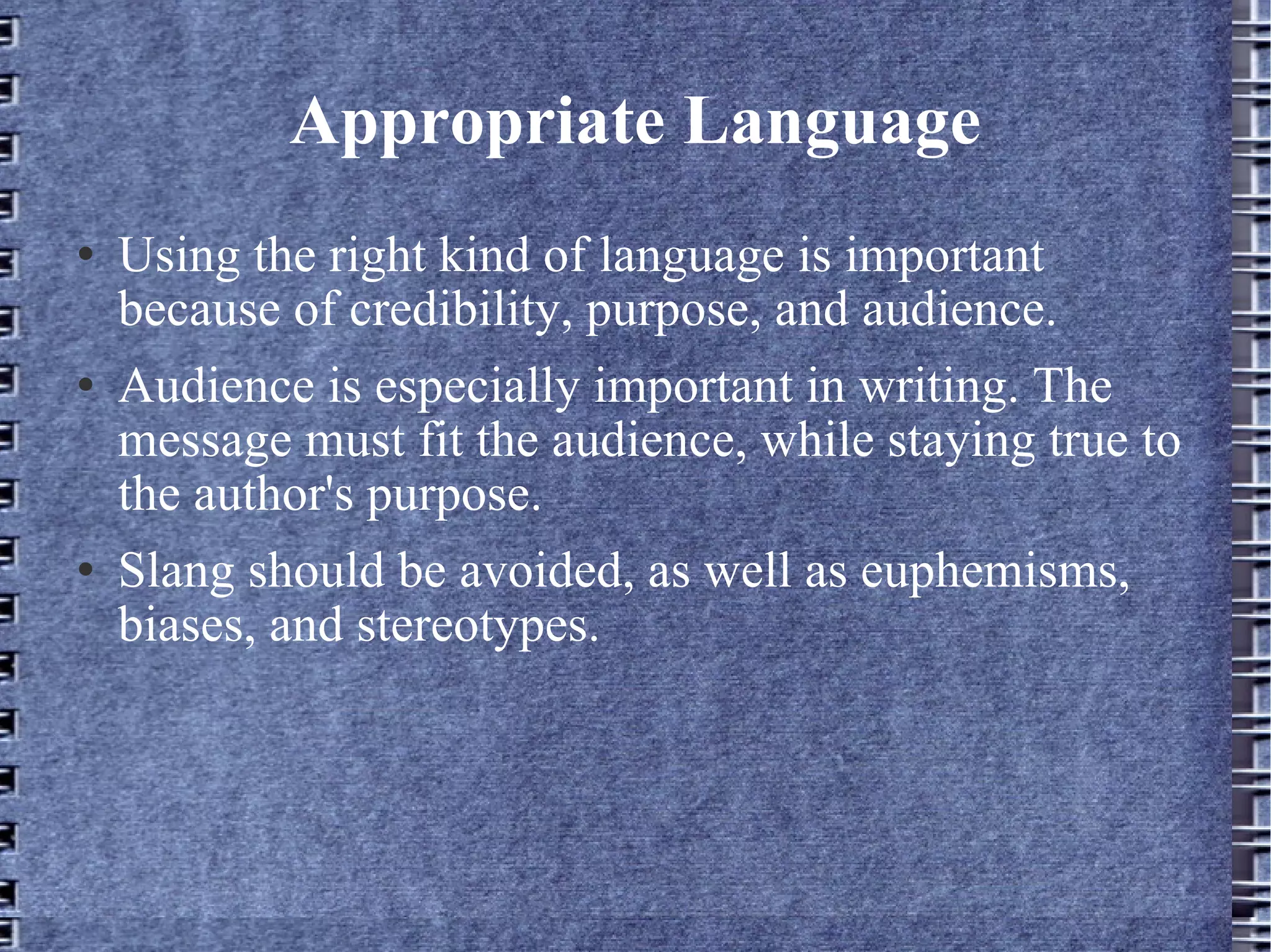 Appropriate Language | PPT