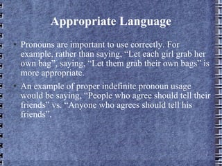 Appropriate Language | PPT