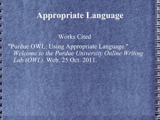 Appropriate Language | PPT