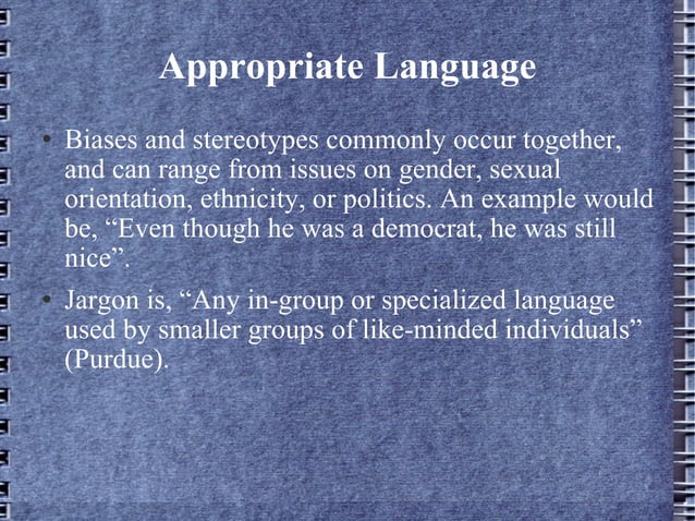 Appropriate Language