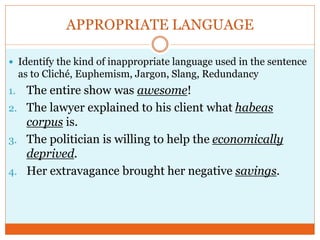Appropriate language jargon, slang, cliche | PPTX