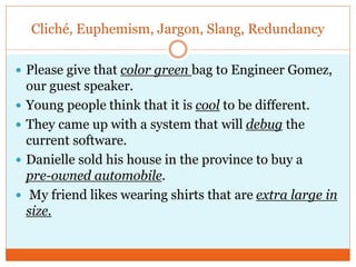 Appropriate language jargon, slang, cliche | PPTX
