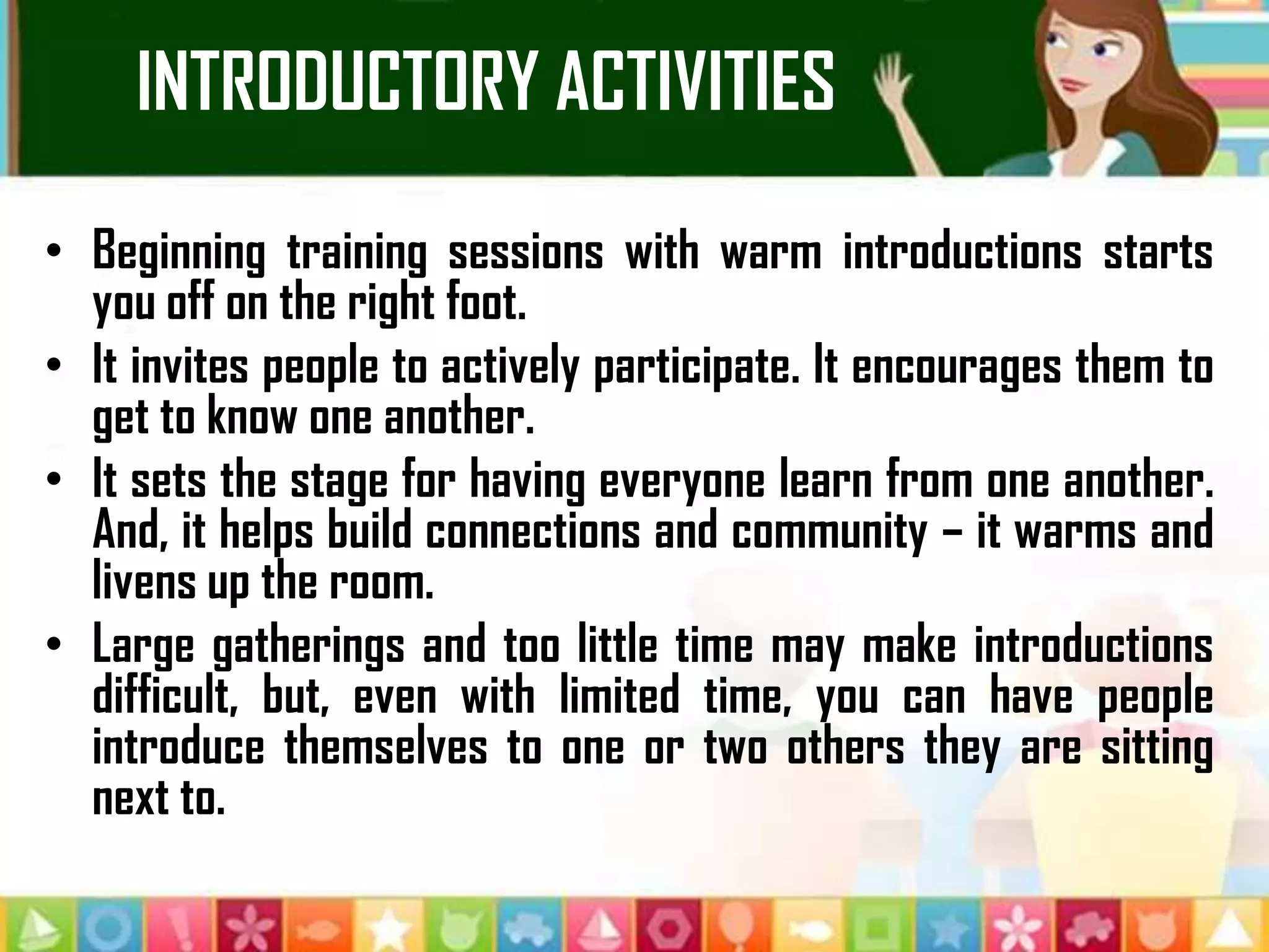 APPROPRIATE LEARNING ACTIVITIES "INTRODUCTORY AND DEVELOPMENTAL ...