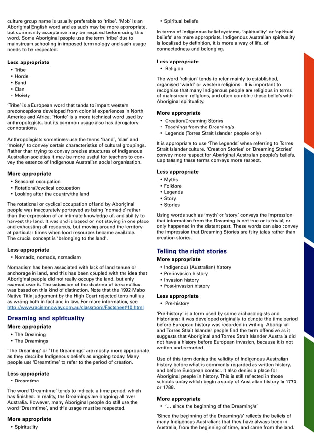 Appropriate terminology, indigenous australian peoples | PDF