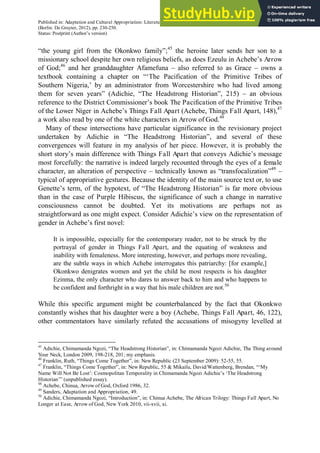 Appropriating Achebe Chimamanda Ngozi Adichie s Purple Hibiscus and ...