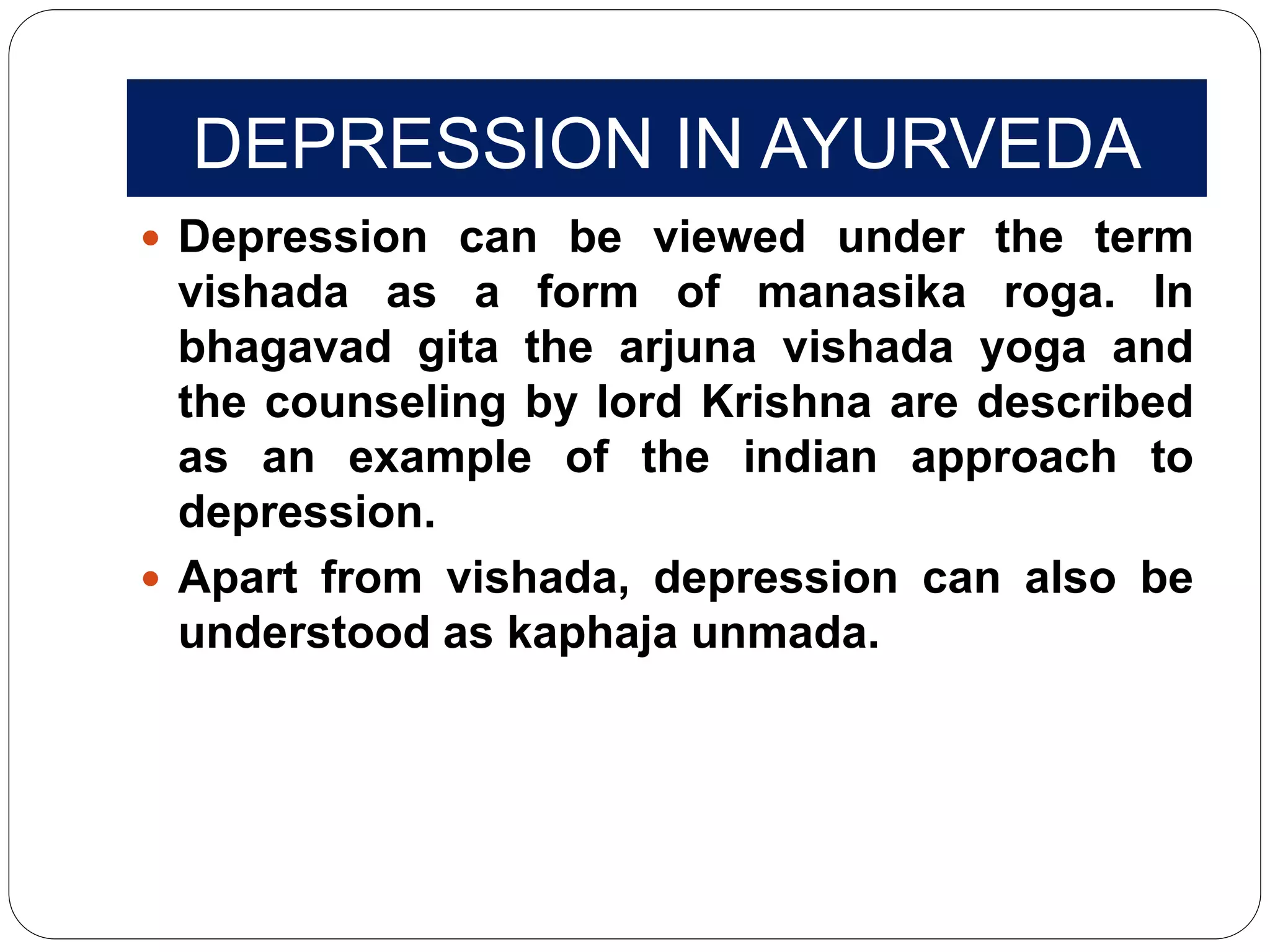 Appropriating depression in ayurvedic psychiatry | PPTX