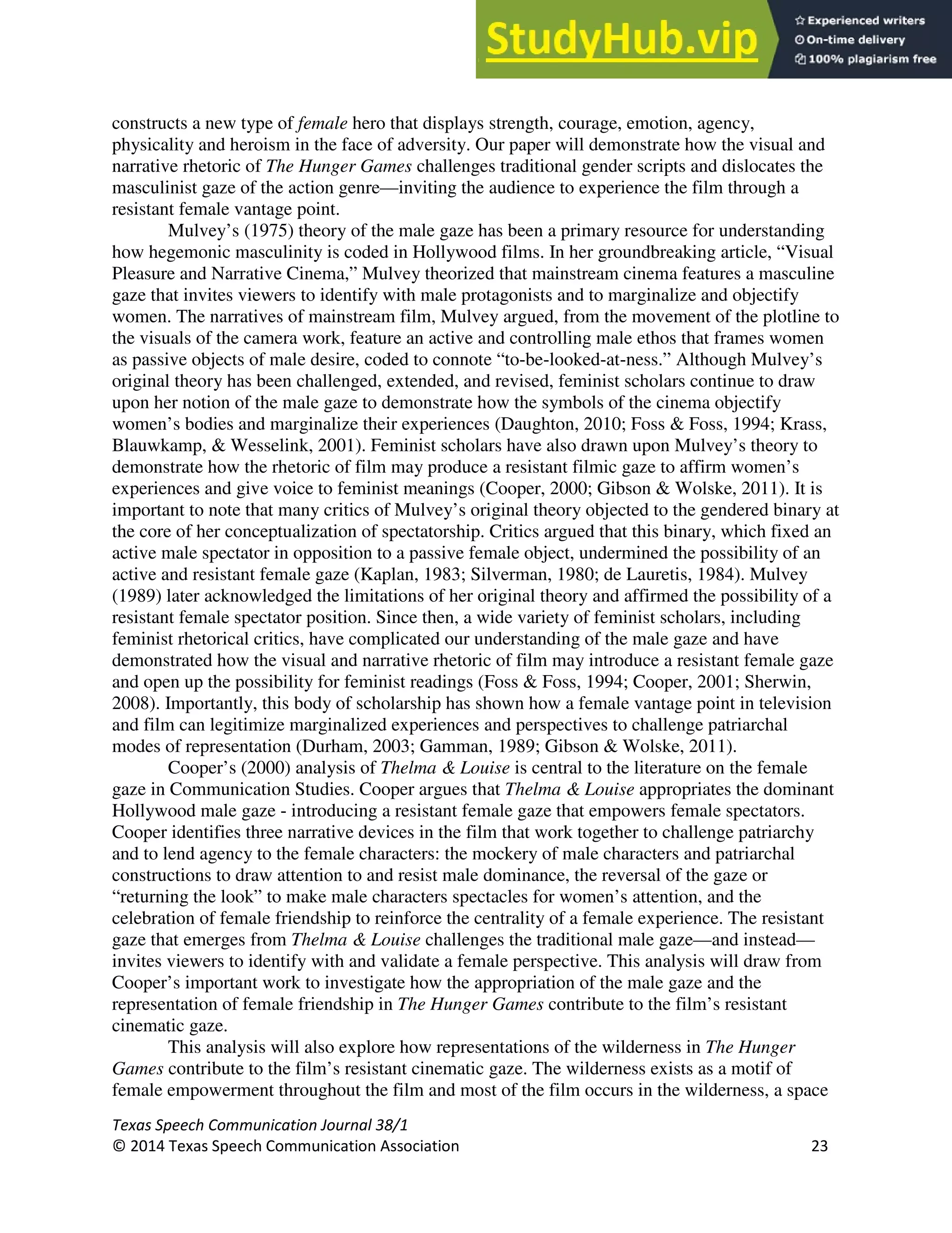 Appropriating the Male Gaze in The Hunger Games The Rhetoric of a ...