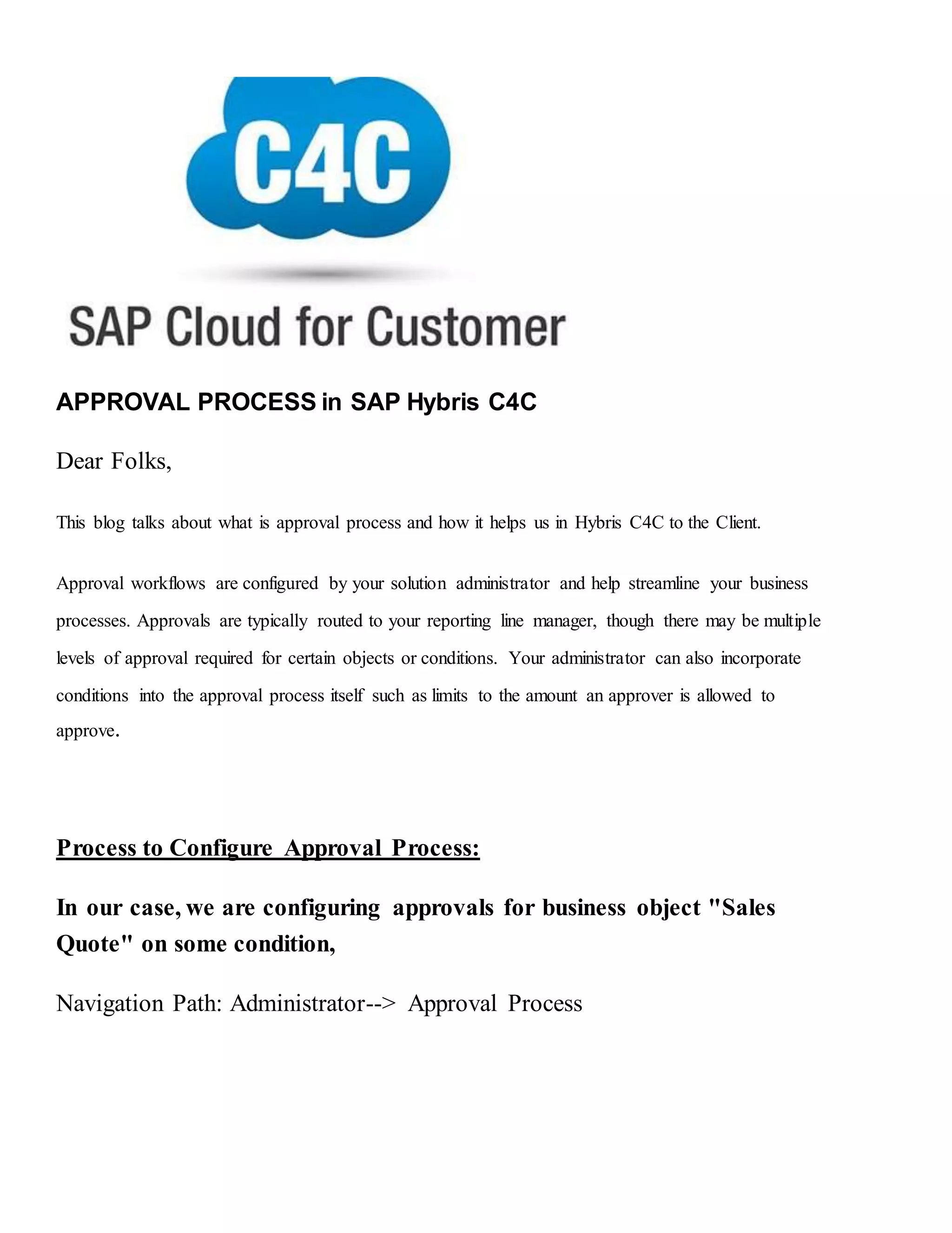 Approval process in sap hybris c4c | DOCX