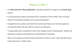 Approval Process of ANDA(Abbreviated New Drug | PPTX