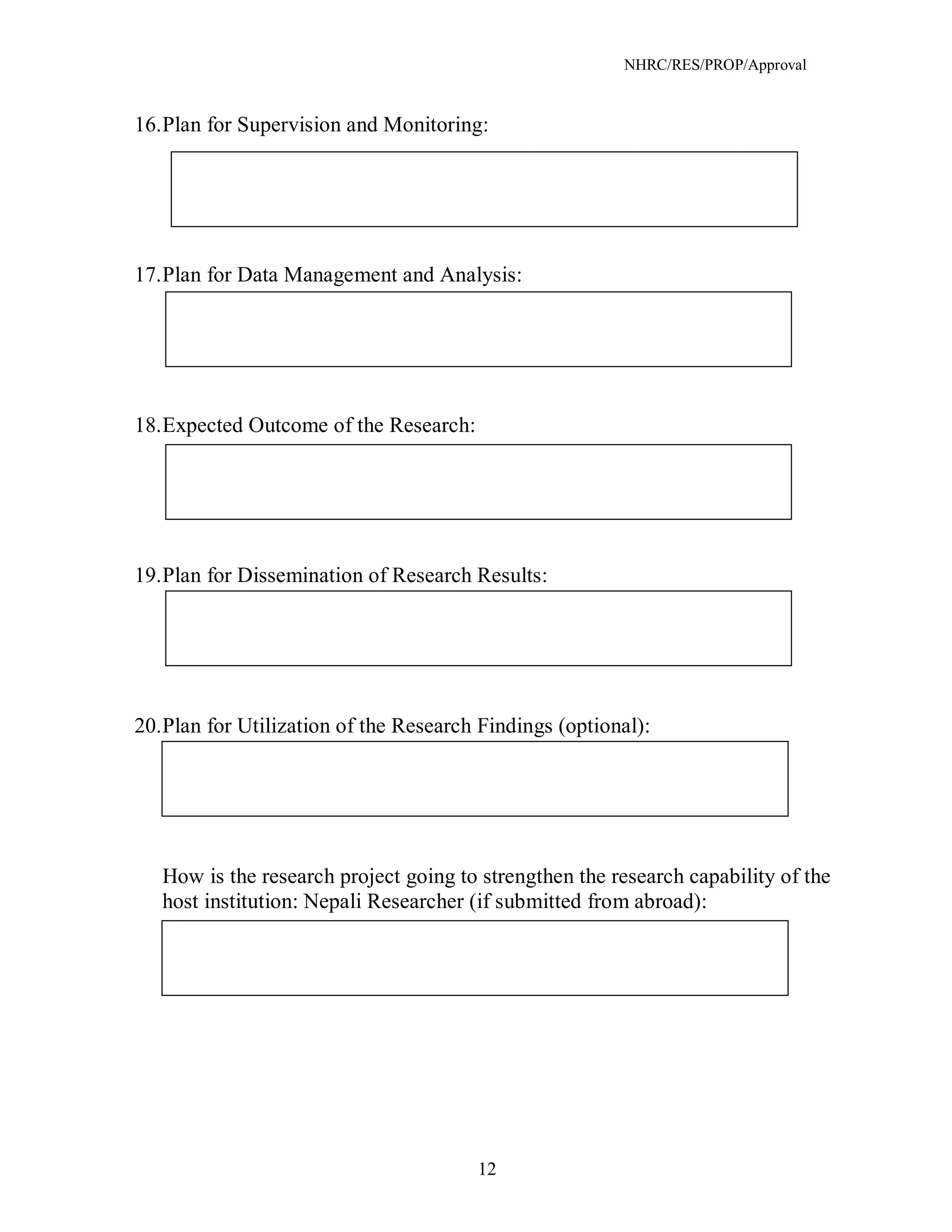 Approval proposal format of NHRC | PDF