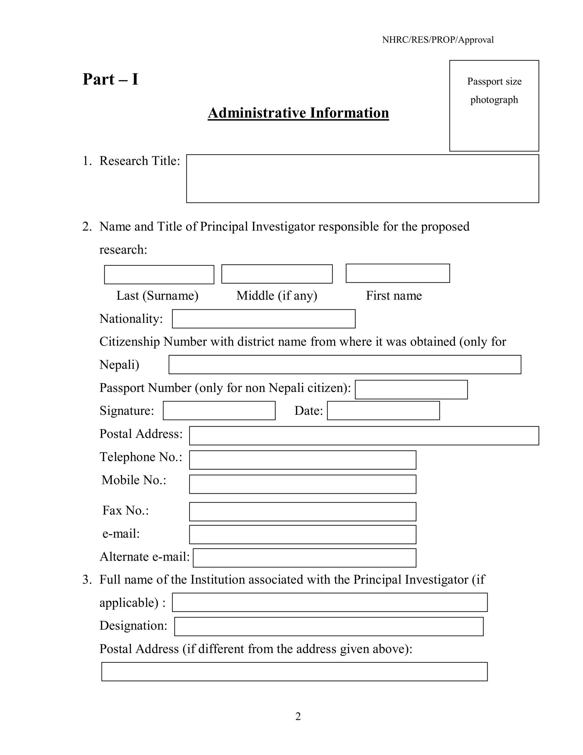 Approval proposal format of NHRC | PDF