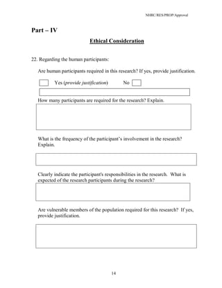 Approval proposal format of NHRC | PDF