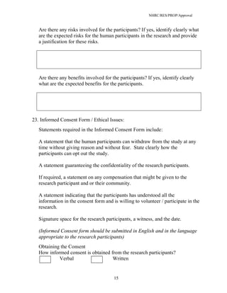 Approval proposal format of NHRC | PDF