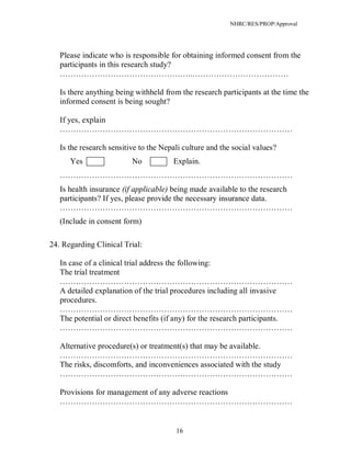 Approval proposal format of NHRC | PDF