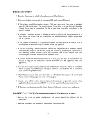 Approval proposal format of NHRC | PDF