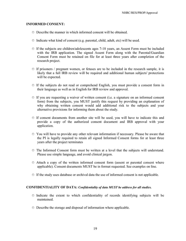 Approval proposal format of NHRC | PDF