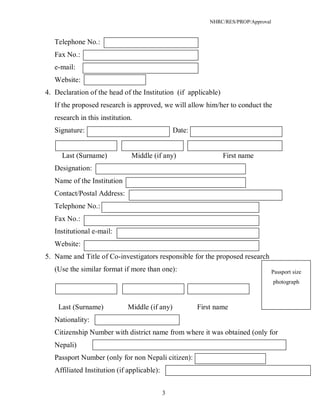 Approval proposal format of NHRC | PDF