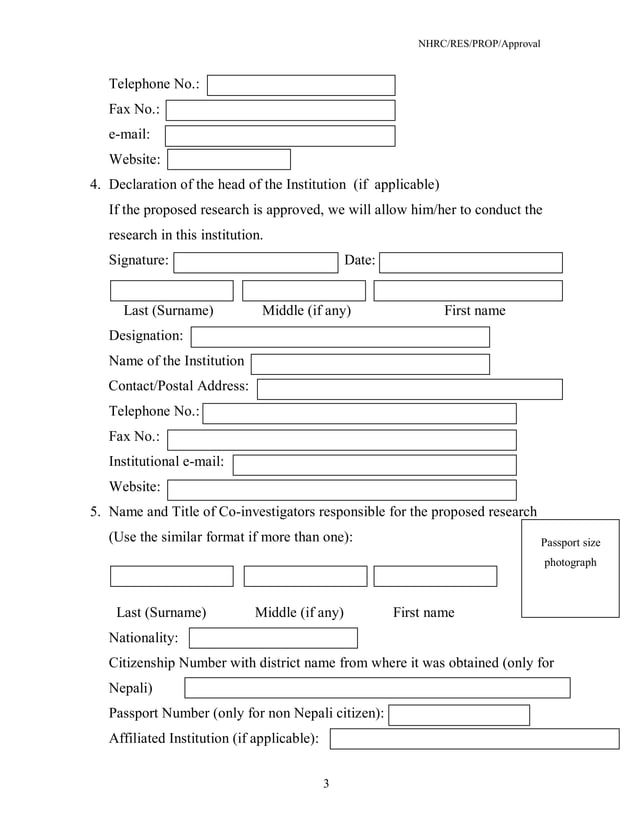 Approval proposal format of NHRC | PDF