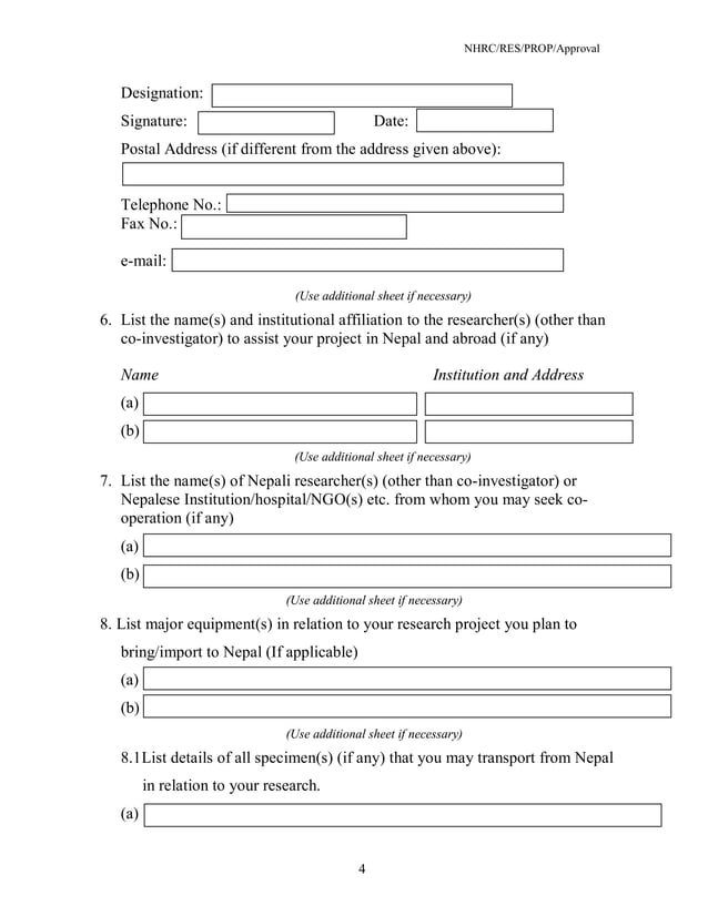 Approval proposal format of NHRC | PDF